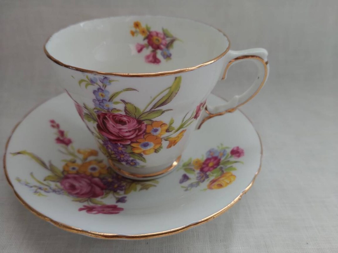 H. M Sutherland Bone China Rose Flower Tea Cup Vintage - Etsy