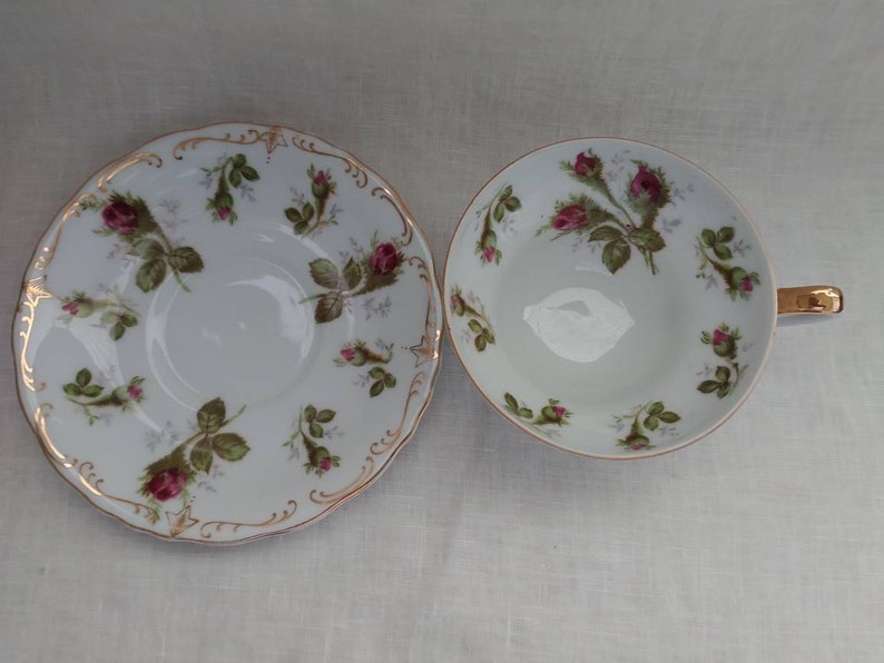 Vintage Saji Made in Japan Fancy China Teacup and Saucer Roses With ...