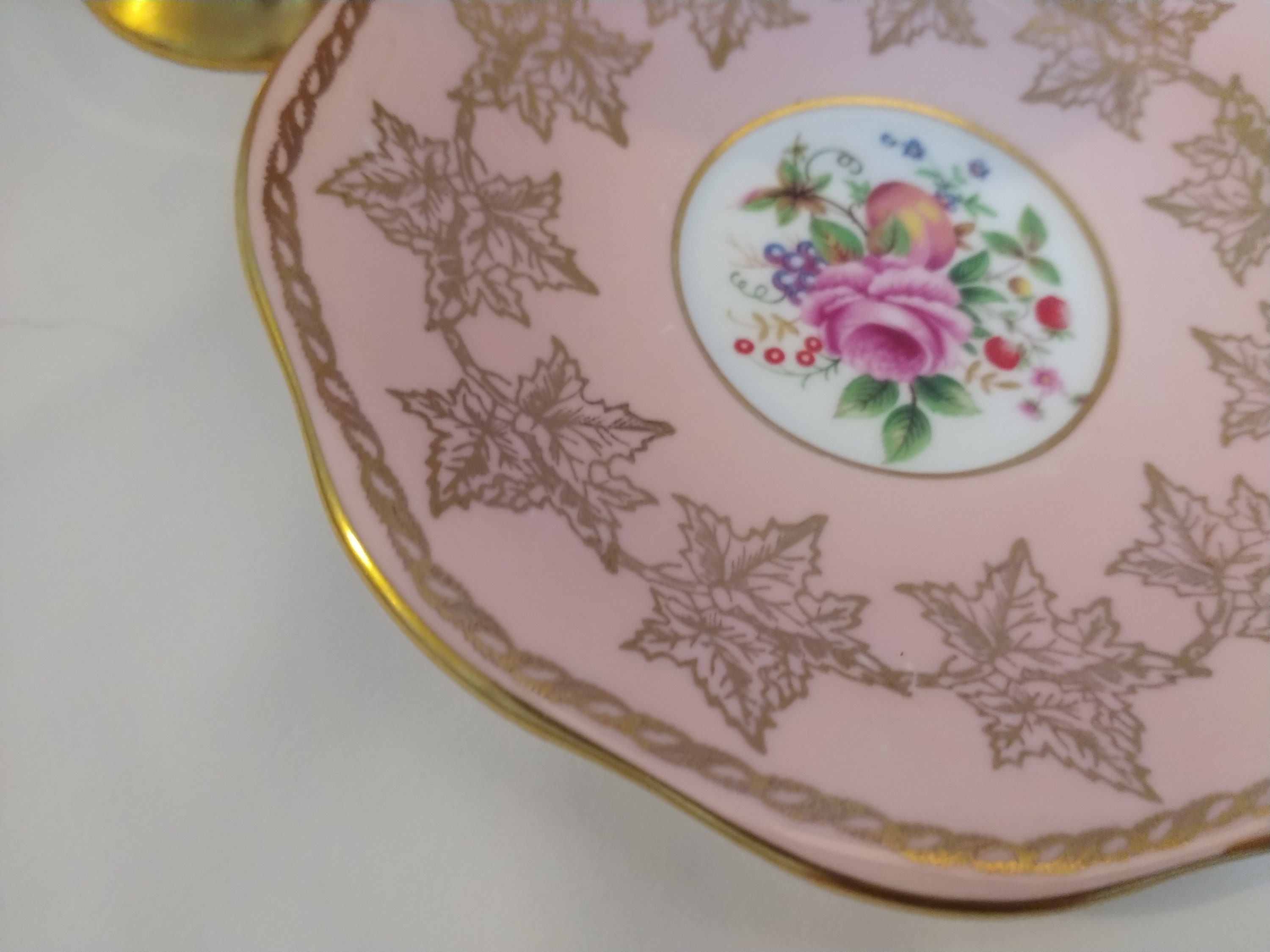 Vintage EB Foley Bone China Footed Tea Cup and Saucer Pink Floral and ...