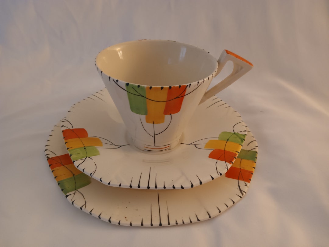 Vintage Rare Alfred Meakin Ware Art Deco Tea Cup and Saucer Side Plate ...