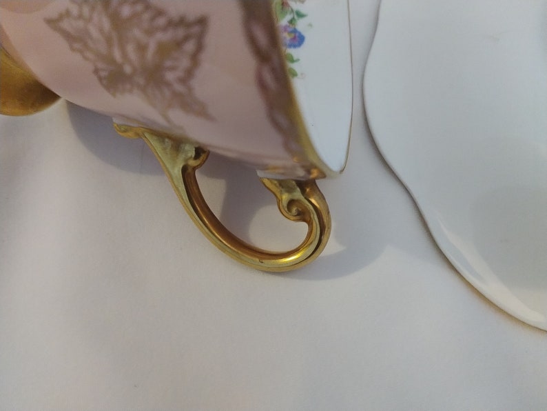 Vintage EB Foley Bone China Footed Tea Cup and Saucer Pink Floral and ...