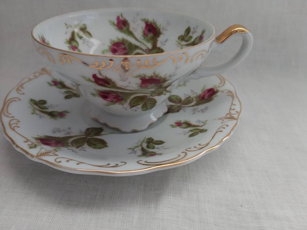 Vintage Saji Made in Japan Fancy China Teacup and Saucer Roses With ...