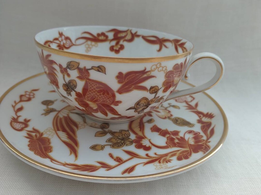 Antique Rosenthal Bavaria Rust Orange Red White Gold Trim With Flowers ...