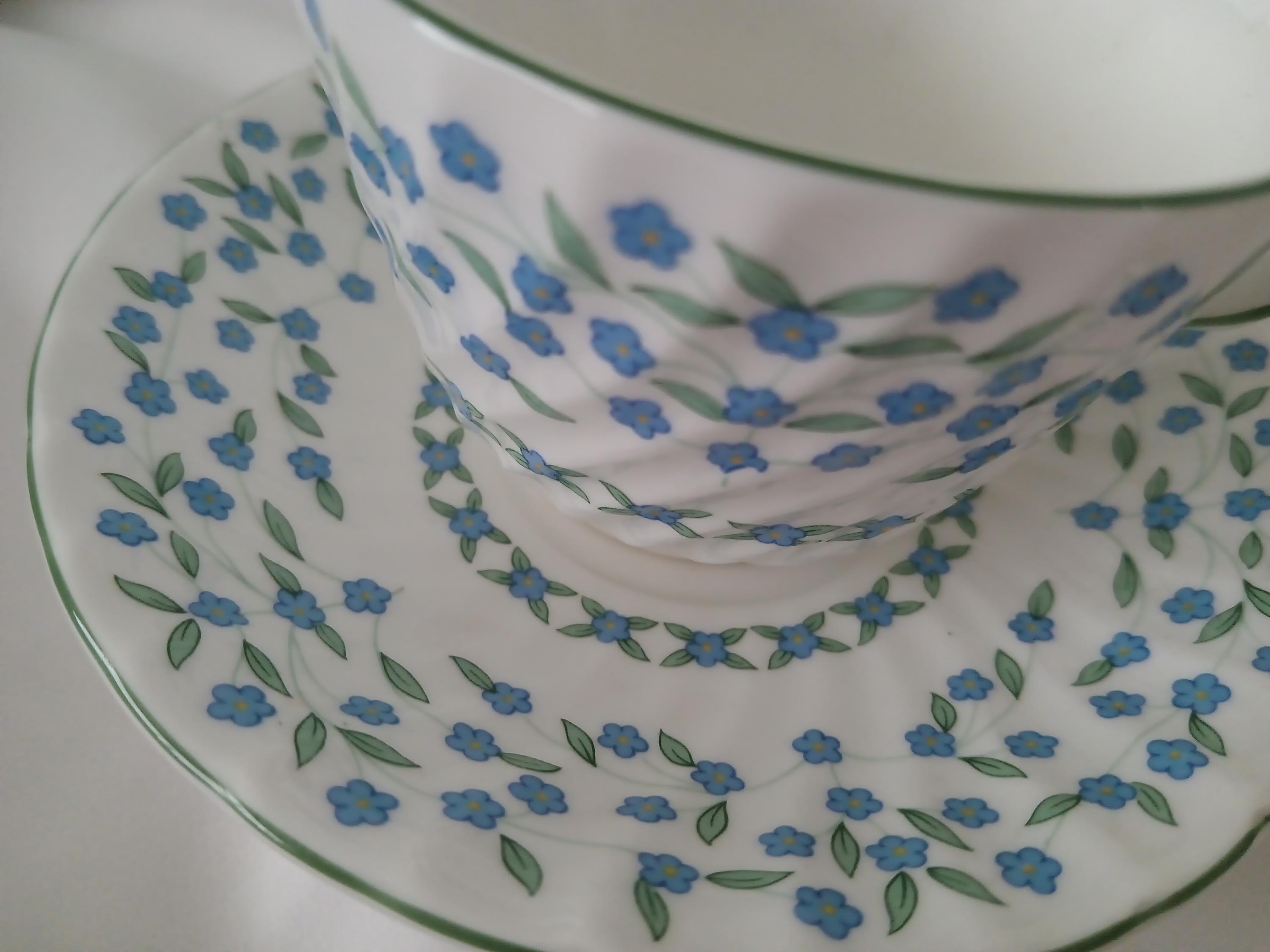Vintage Aynsley Forget Me Not Tea Cups and Saucer Blue White Flowers ...