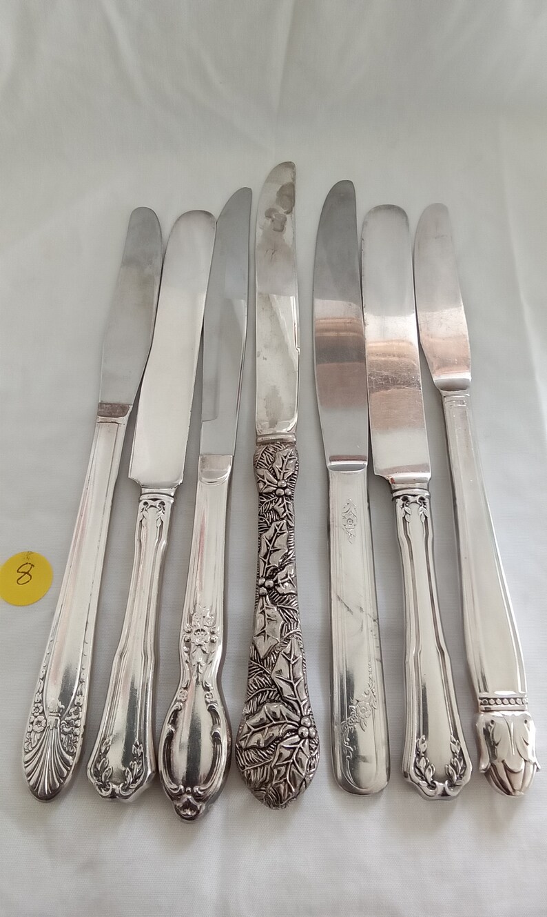 Mismatched Silverplate 7 Knives Flatware/vintage & Antique/ Wedding/tea ...