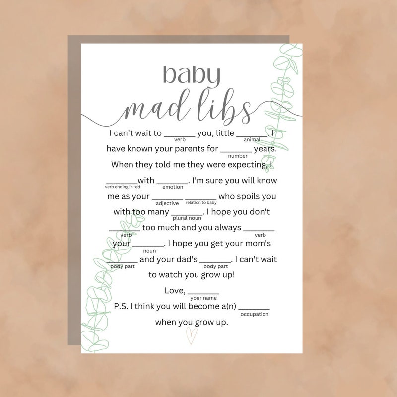 Baby Mad Libs - Etsy