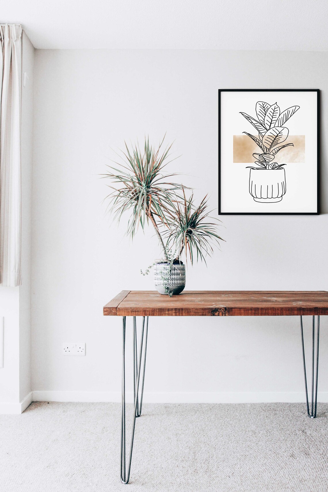 Printable Rubber Plant Line Art DIGITAL DOWNLOAD Color Block Minimalist ...