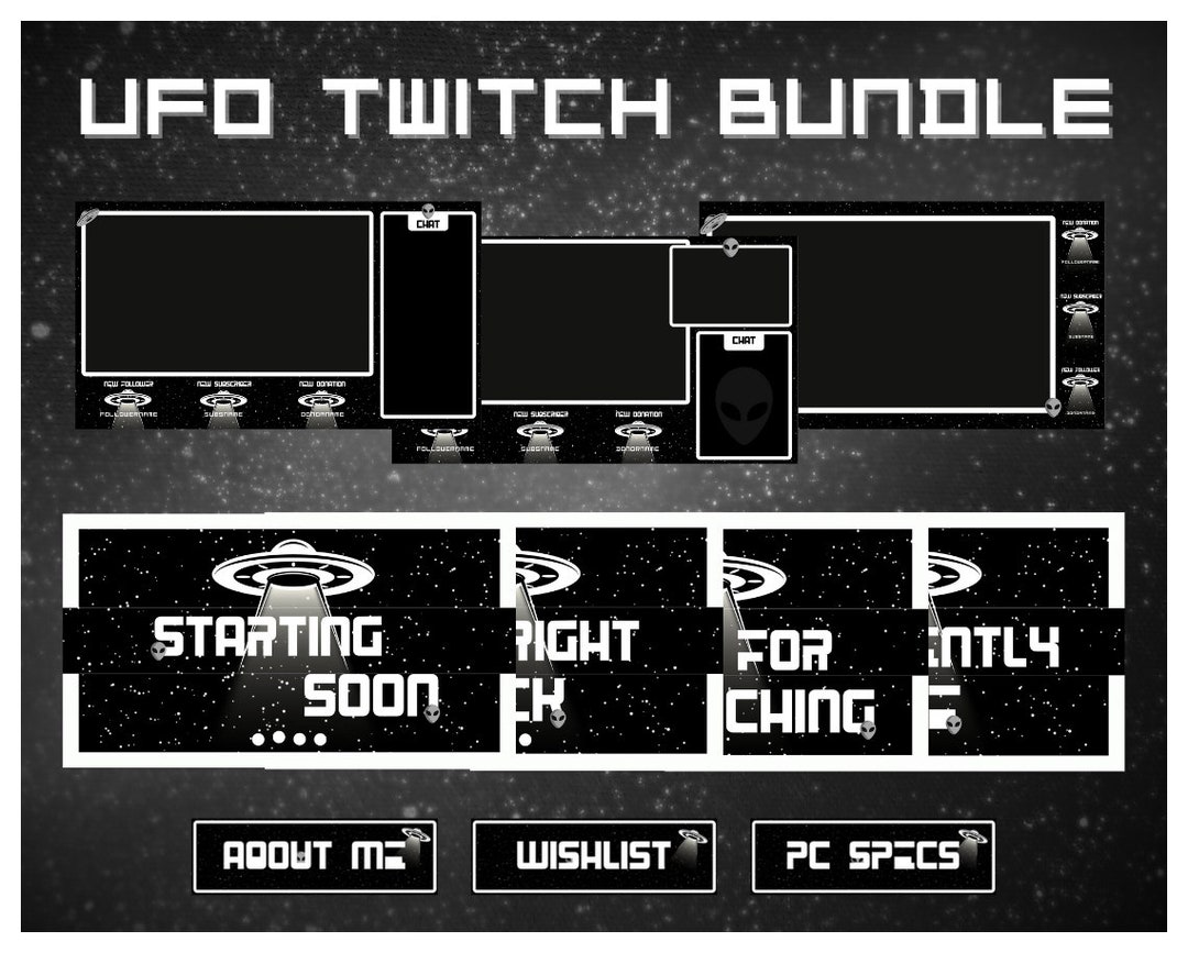 Black & White UFO Alien Twitch Package | Animated Scenes, Static Stream ...