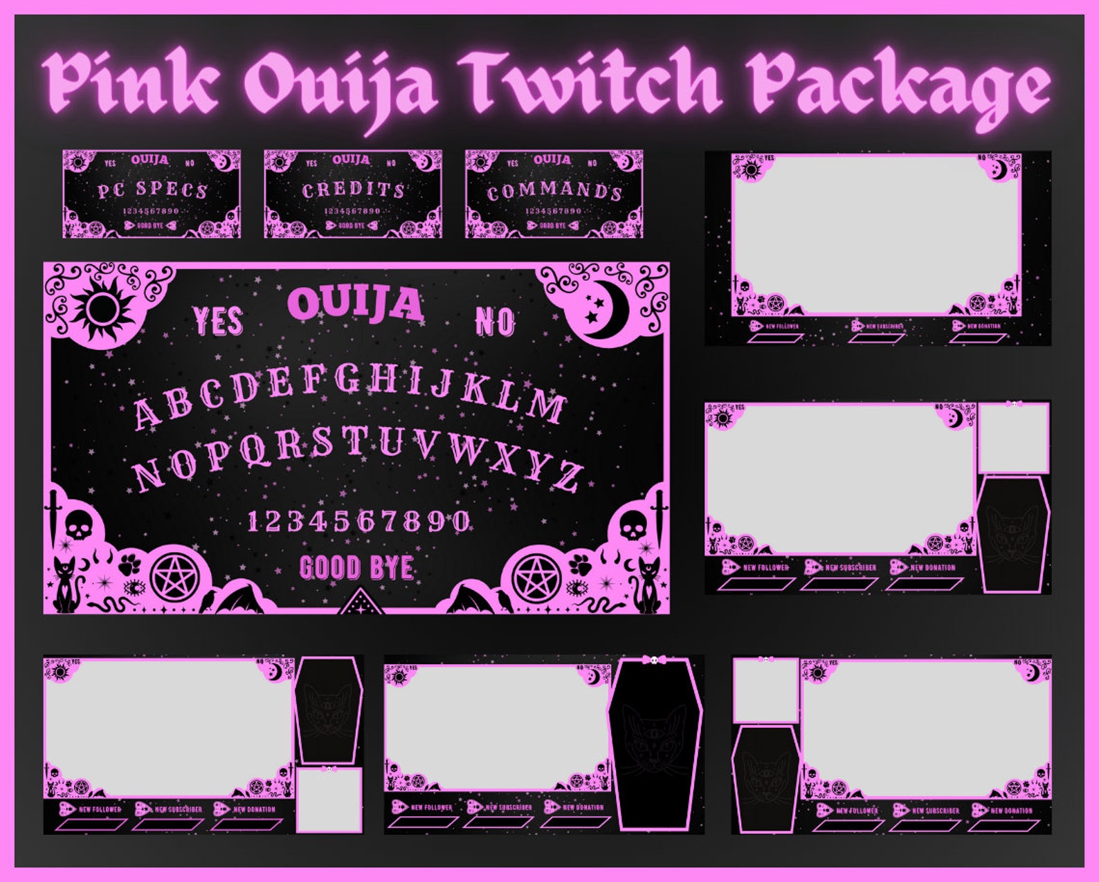 Pink Ouija Board Twitch Stream Package | Animated Scenes & Panels - Etsy