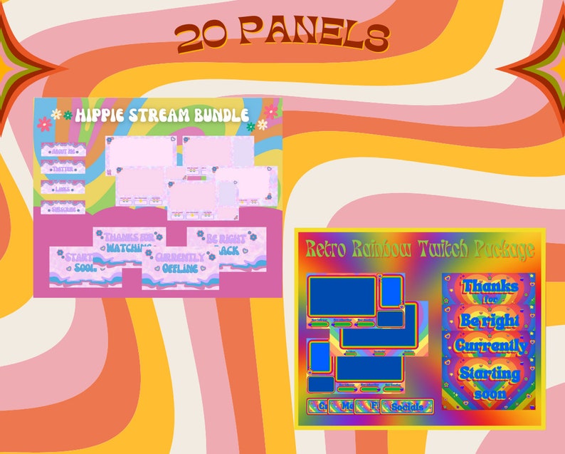 Retro Groovy 70s 60s Vibes Twitch Package | Static Stream Overlays ...