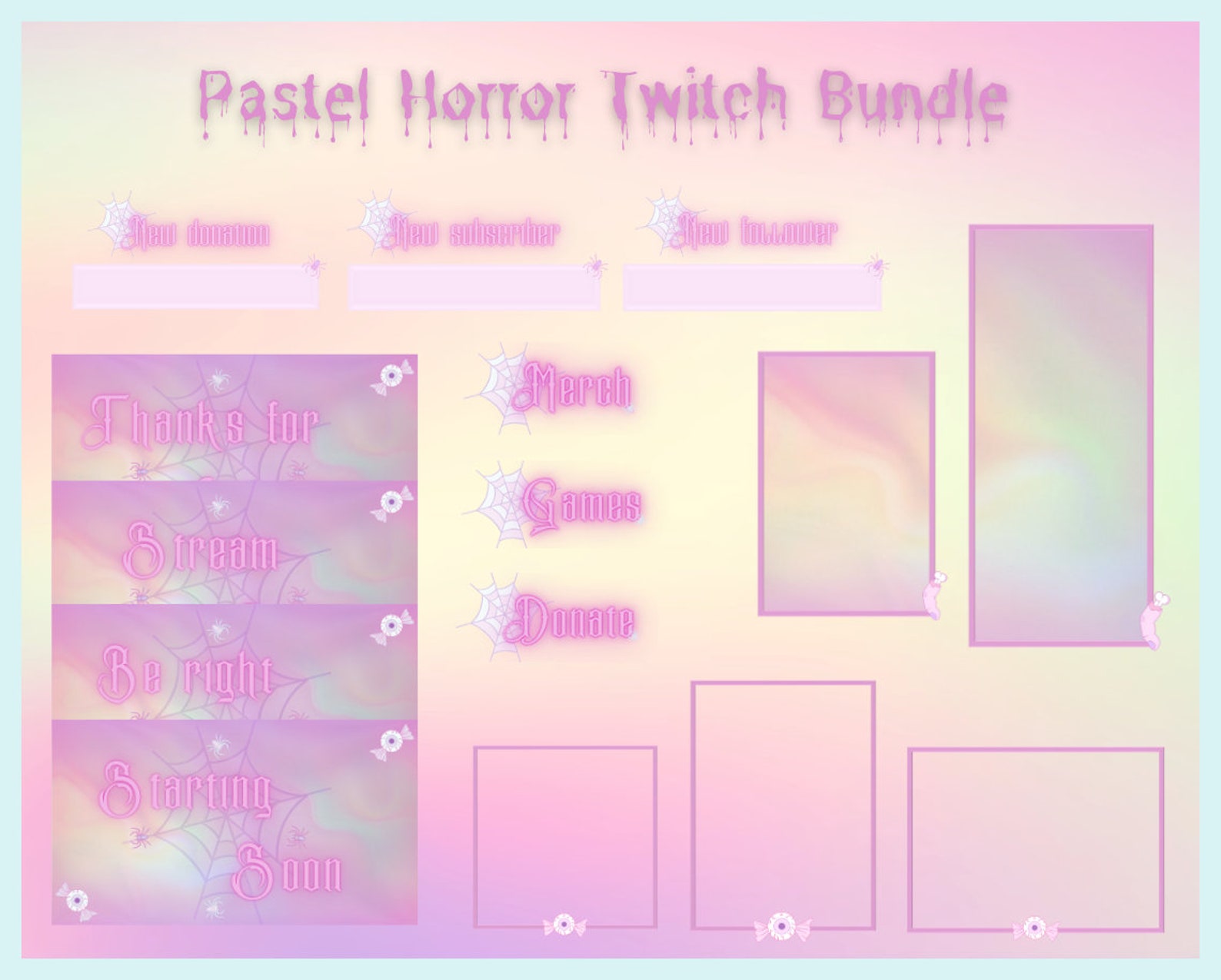Cute Pastel Spooky Horror Twitch Package | Animated Scenes, Webcam ...