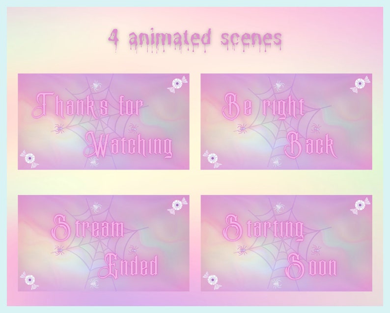 Cute Pastel Spooky Horror Twitch Package | Animated Scenes, Webcam ...