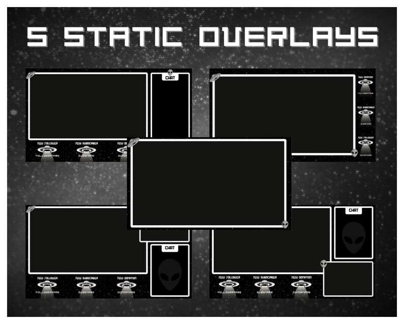 Black & White UFO Alien Twitch Package | Animated Scenes, Static Stream ...