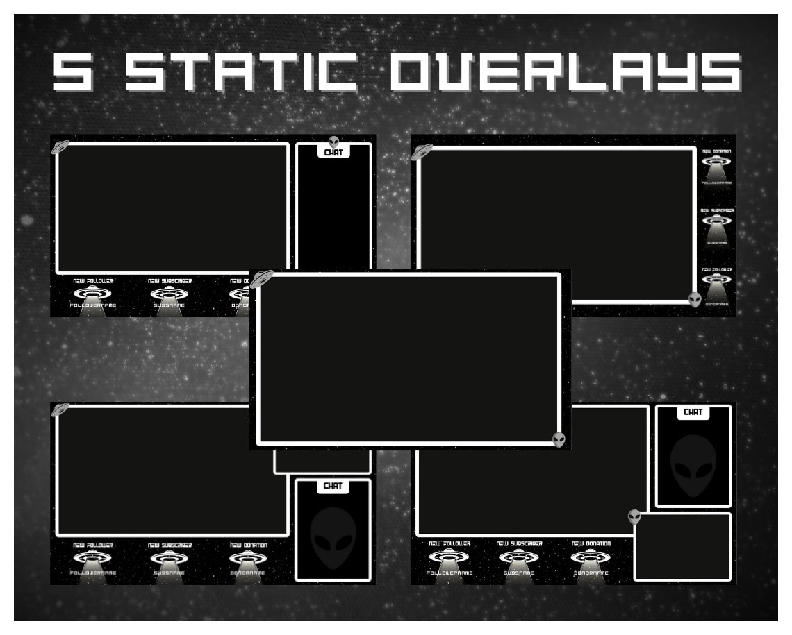 Black & White UFO Alien Twitch Package | Animated Scenes, Static Stream ...