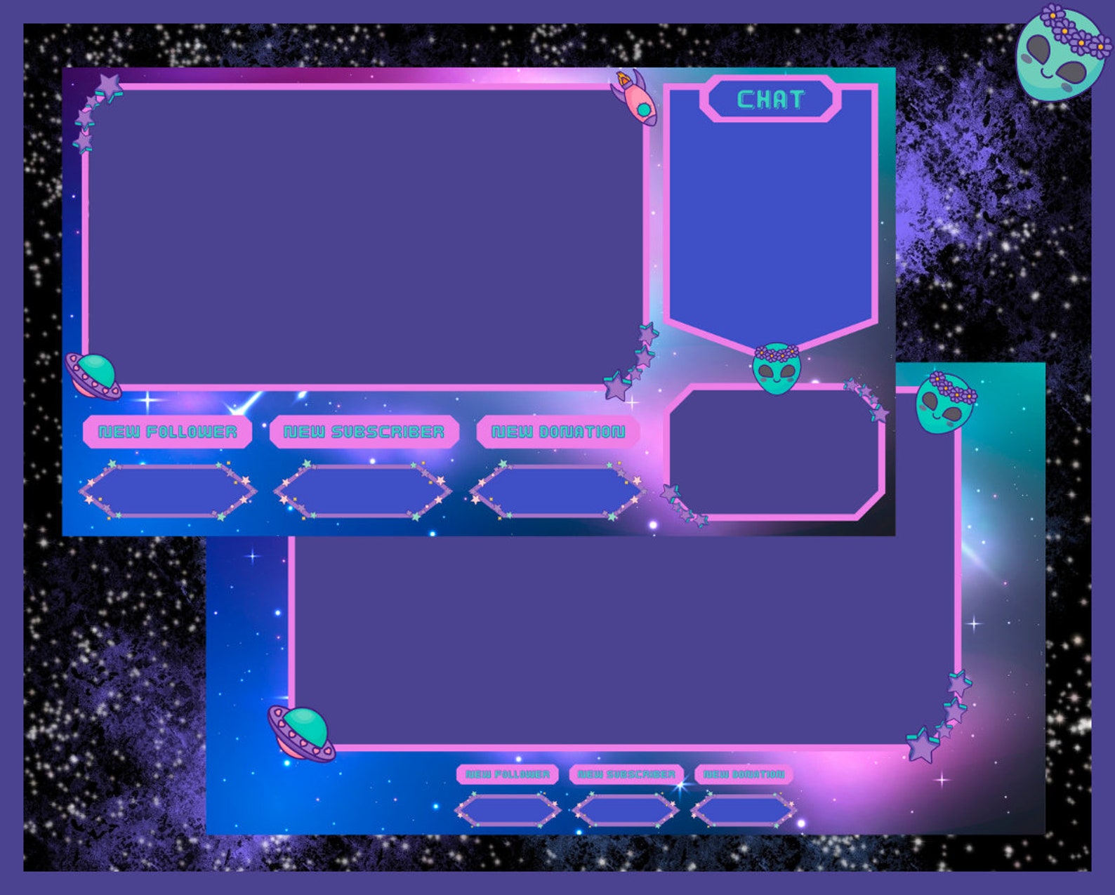 Cute Kawaii Aqua Alien Twitch Package | Blue and Purple | Animated ...