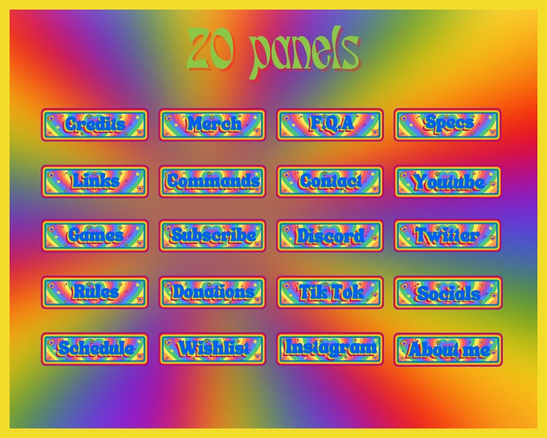 Retro Rainbow Groovy Vibes Twitch Vtuber Package Animated Scenes, Static Stream Overlays and ...