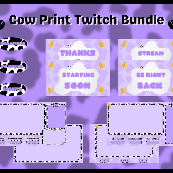 Cow Print Twitch Overlays - Etsy