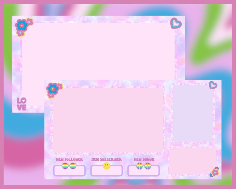 Hippie Groovy Pink Tie-dye Twitch Package | Animated Scenes, Static Stream Overlays and Panels ...