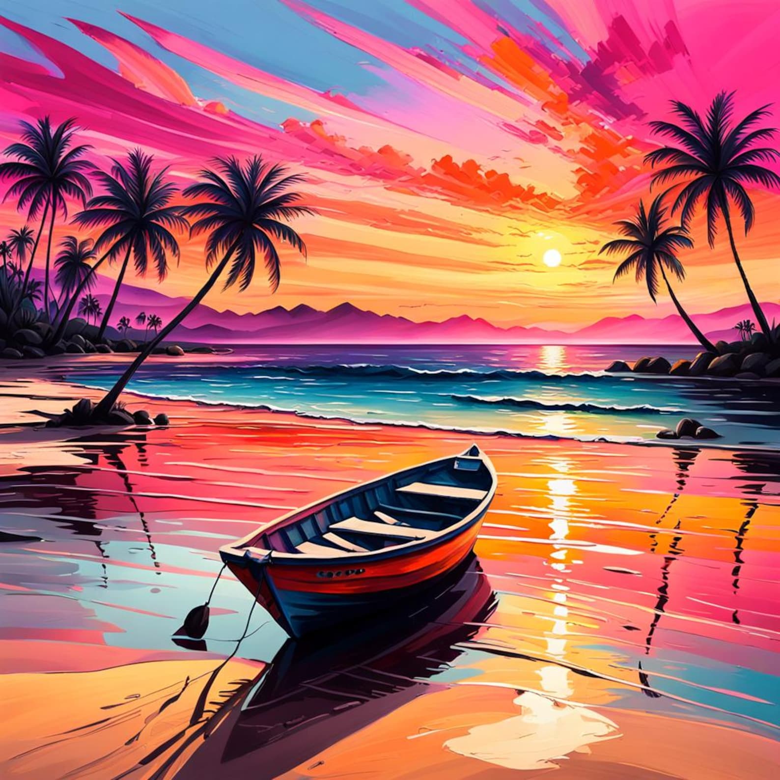 Sunset Serenity: Stunning Beach Digital Art (vol1) for Print on Demand - Etsy
