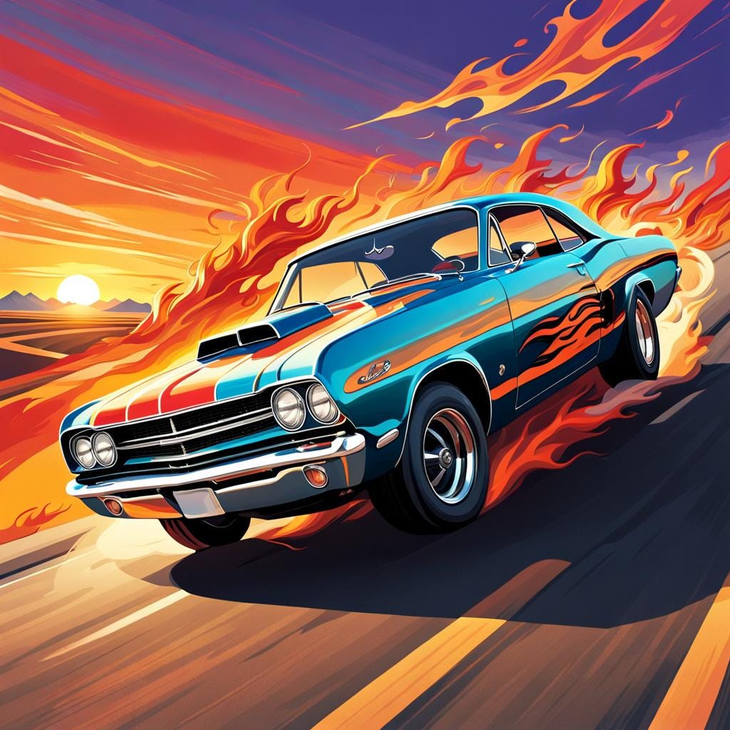 Vintage Power: 1960s Muscle Car Road Warrior - 16 Designs for Print on ...
