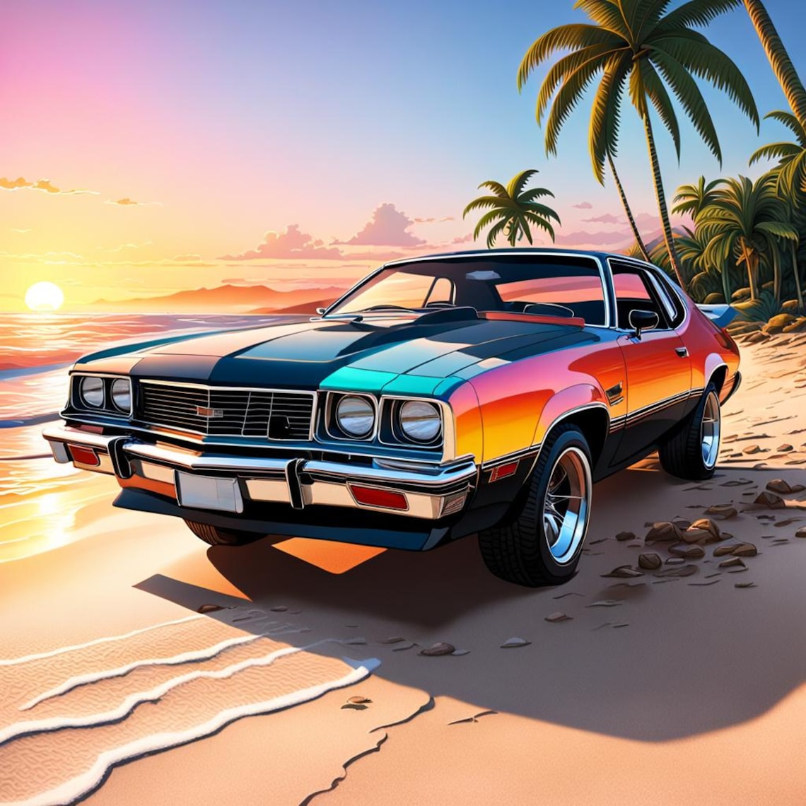 1980s Muscle Car Tshirt Designs - Beach Vibes - Print on Demand - 16 ...