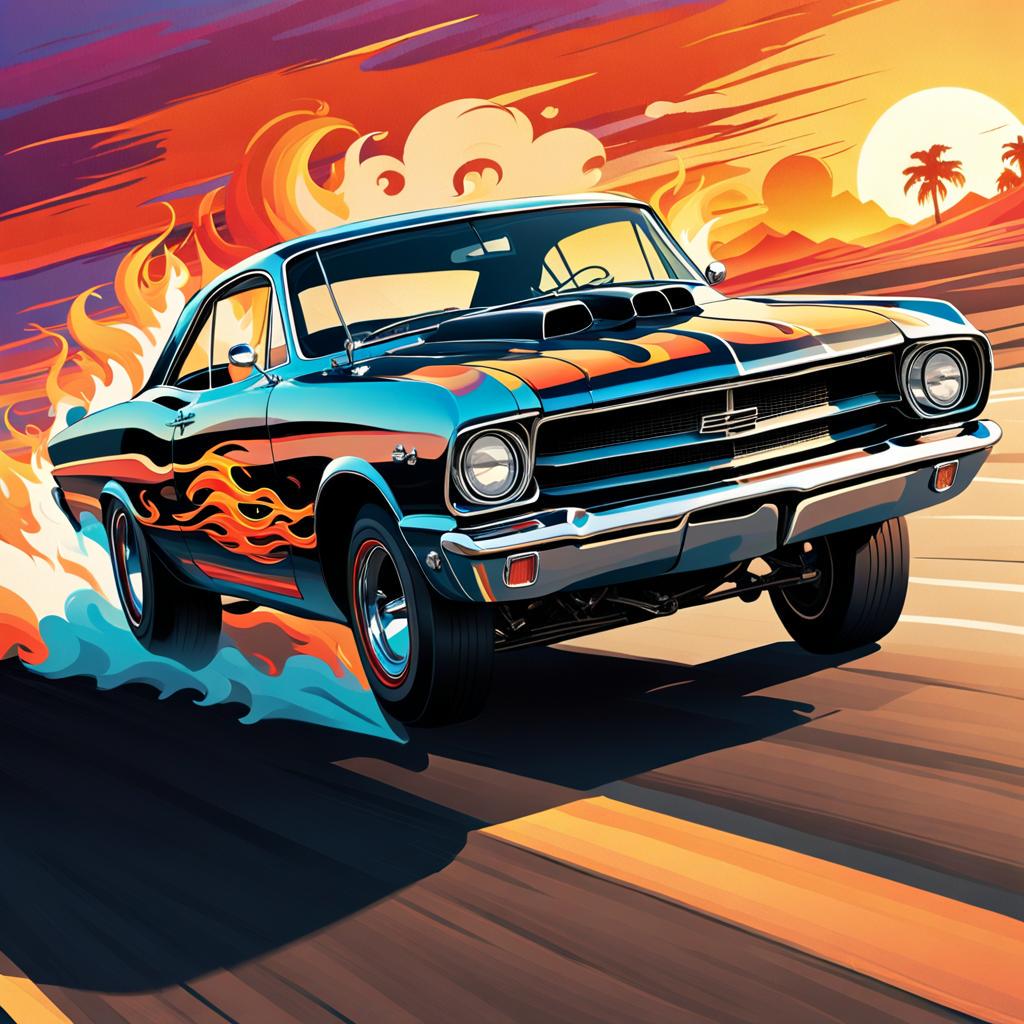 Vintage Power: 1960s Muscle Car Road Warrior - 16 Designs for Print on ...