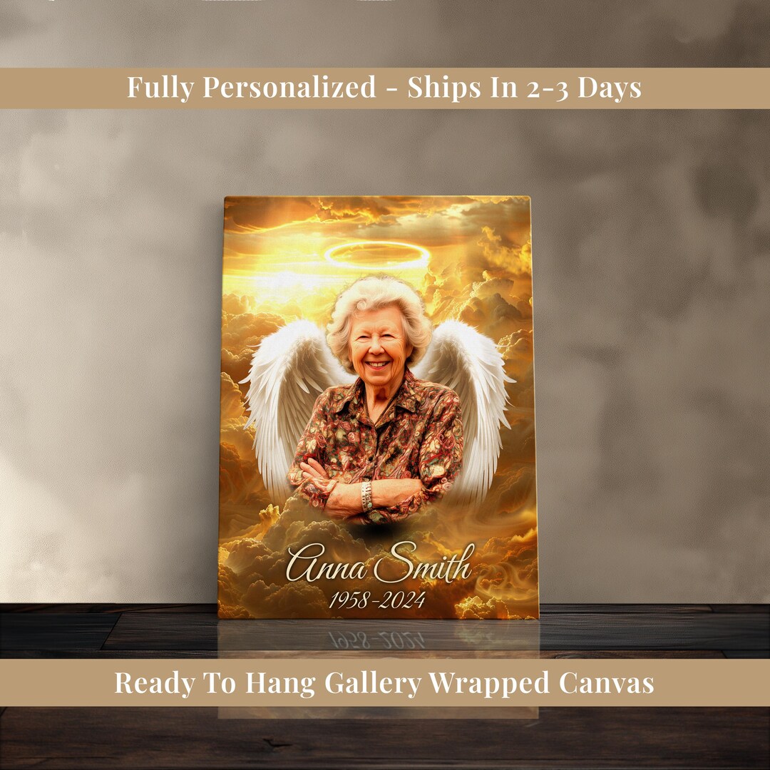 Memorial Angel Canvas Wall Art Memorial Gift for Loss Remembrance Photo ...
