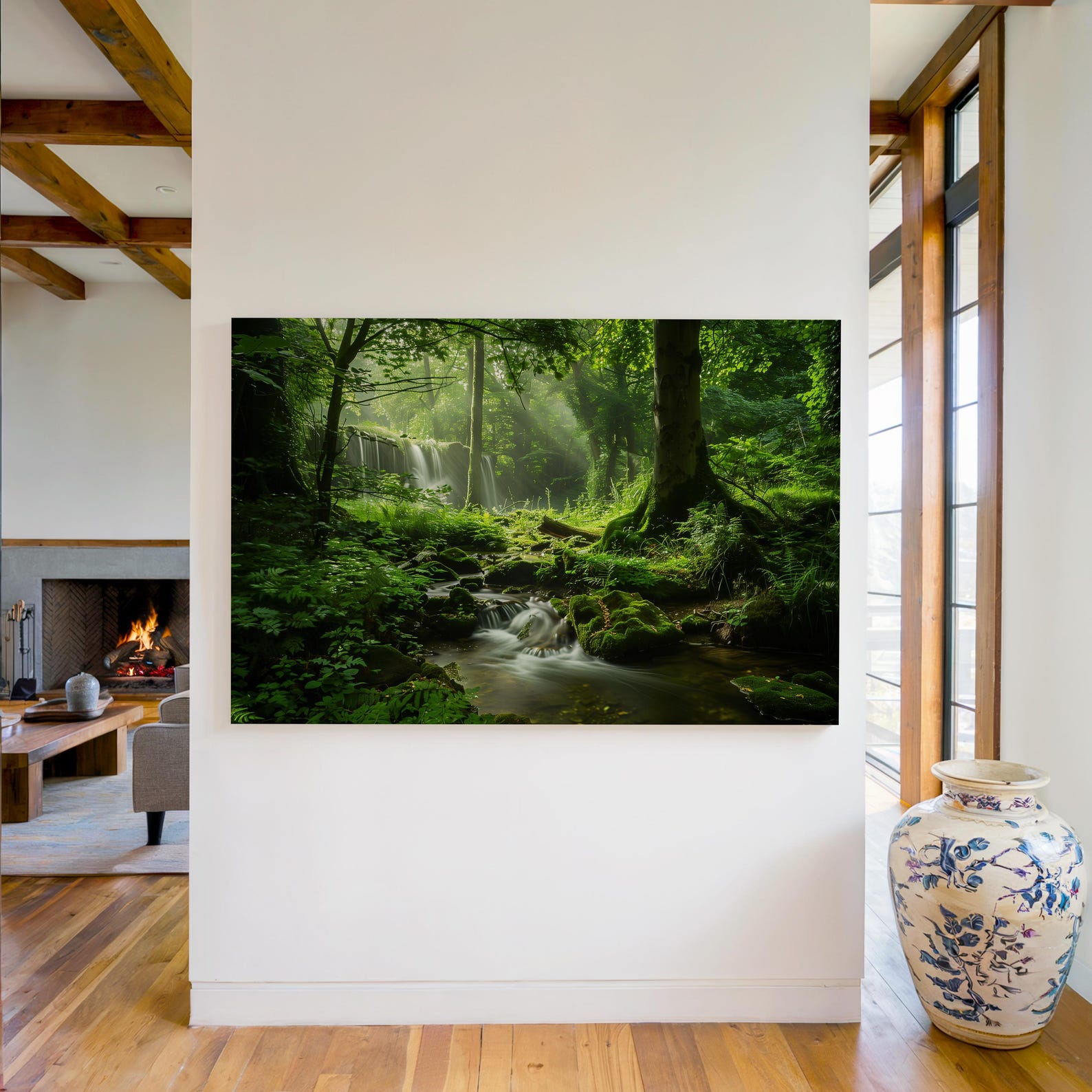 Serene Forest River Wall Art | Nature Canvas Print Home Decor With ...
