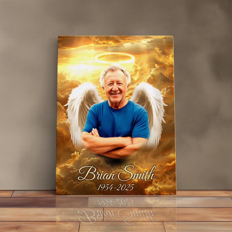 Memorial Angel Canvas Wall Art Memorial Gift for Loss Remembrance Photo ...