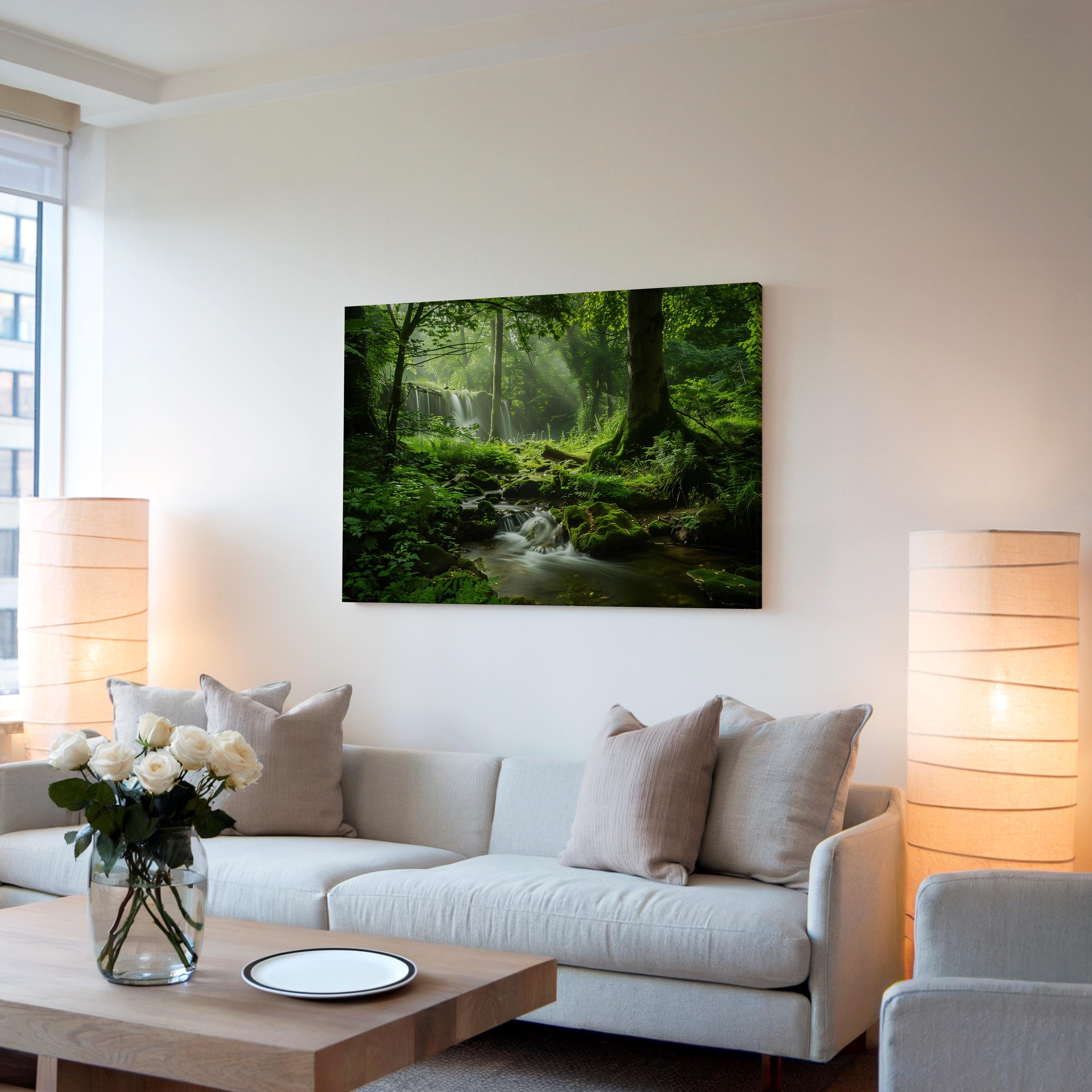 Serene Forest River Wall Art | Nature Canvas Print Home Decor With ...