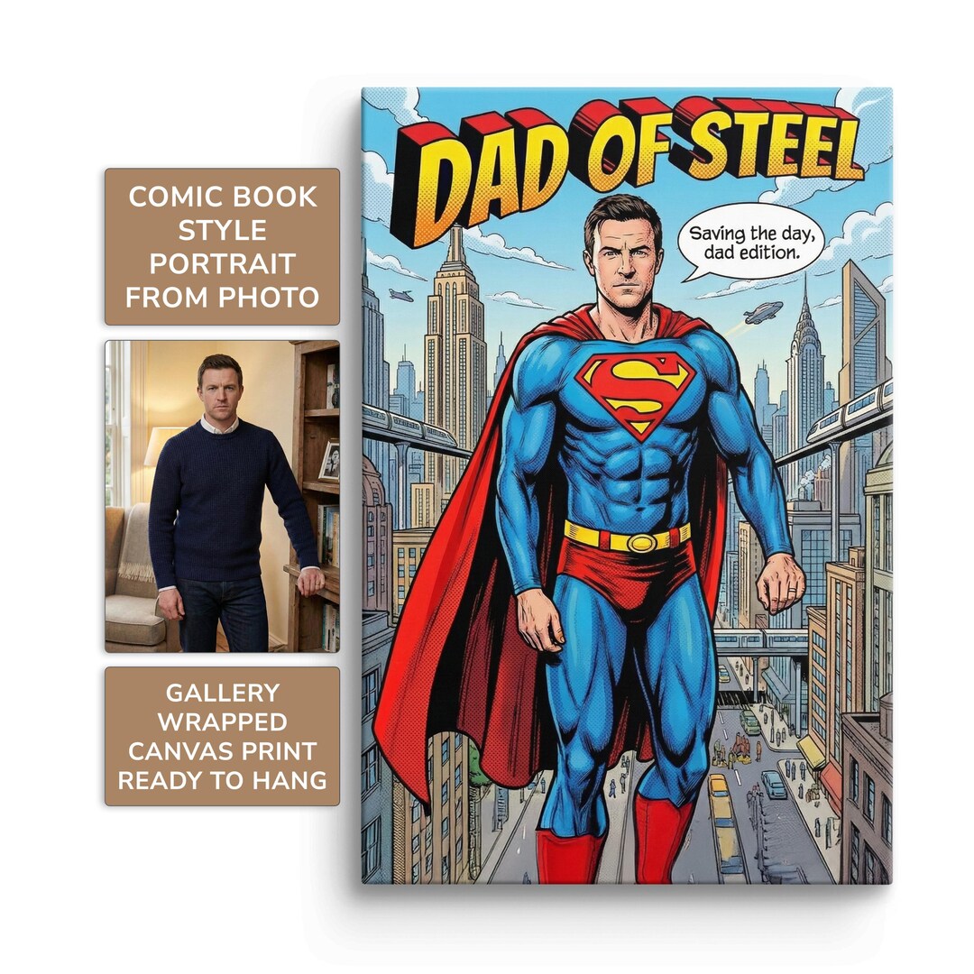 Custom Superhero Comic Book Portrait From Photo Gift for Mom Dad Custom ...