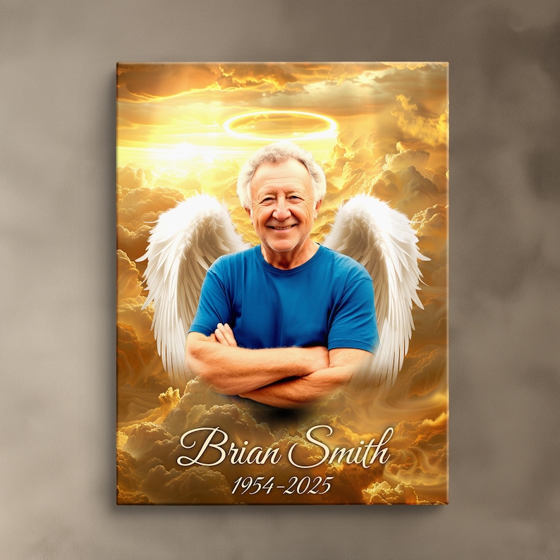 Memorial Angel Canvas Wall Art Memorial Gift for Loss Remembrance Photo ...