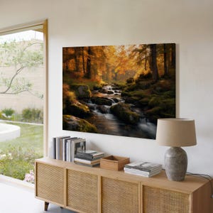 Autumns Whispering Stream Wall Art | Fall Forest Home Decor Canvas ...