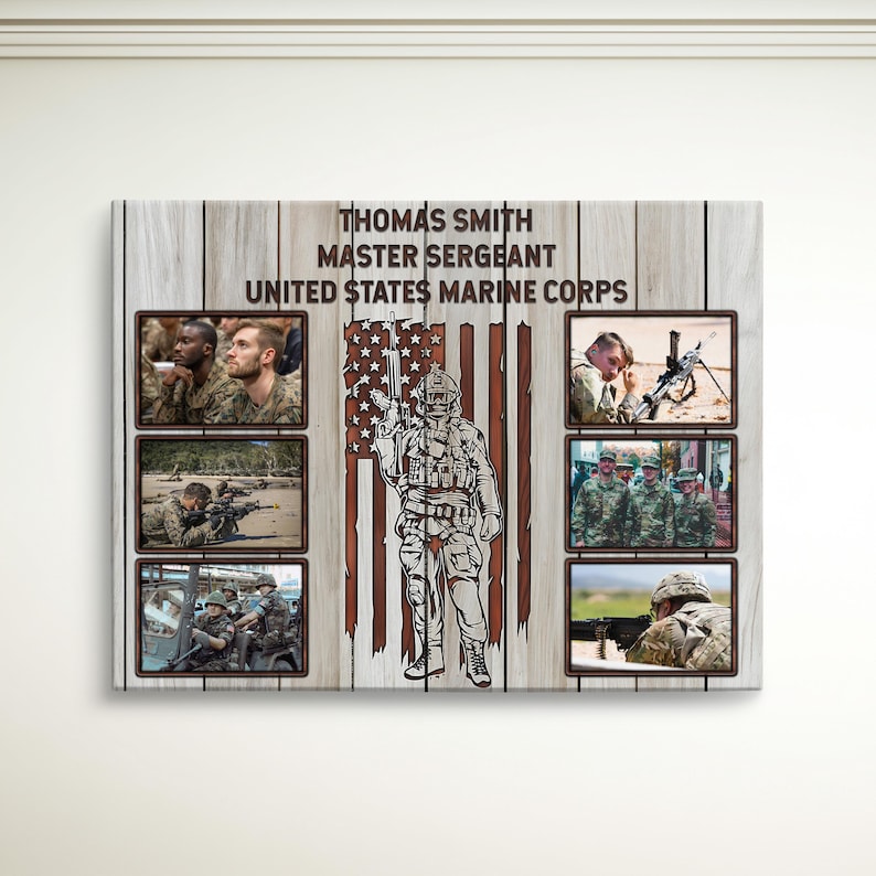 Military Canvas Art Display Ideas for Veteran Gift Personalized Photo ...