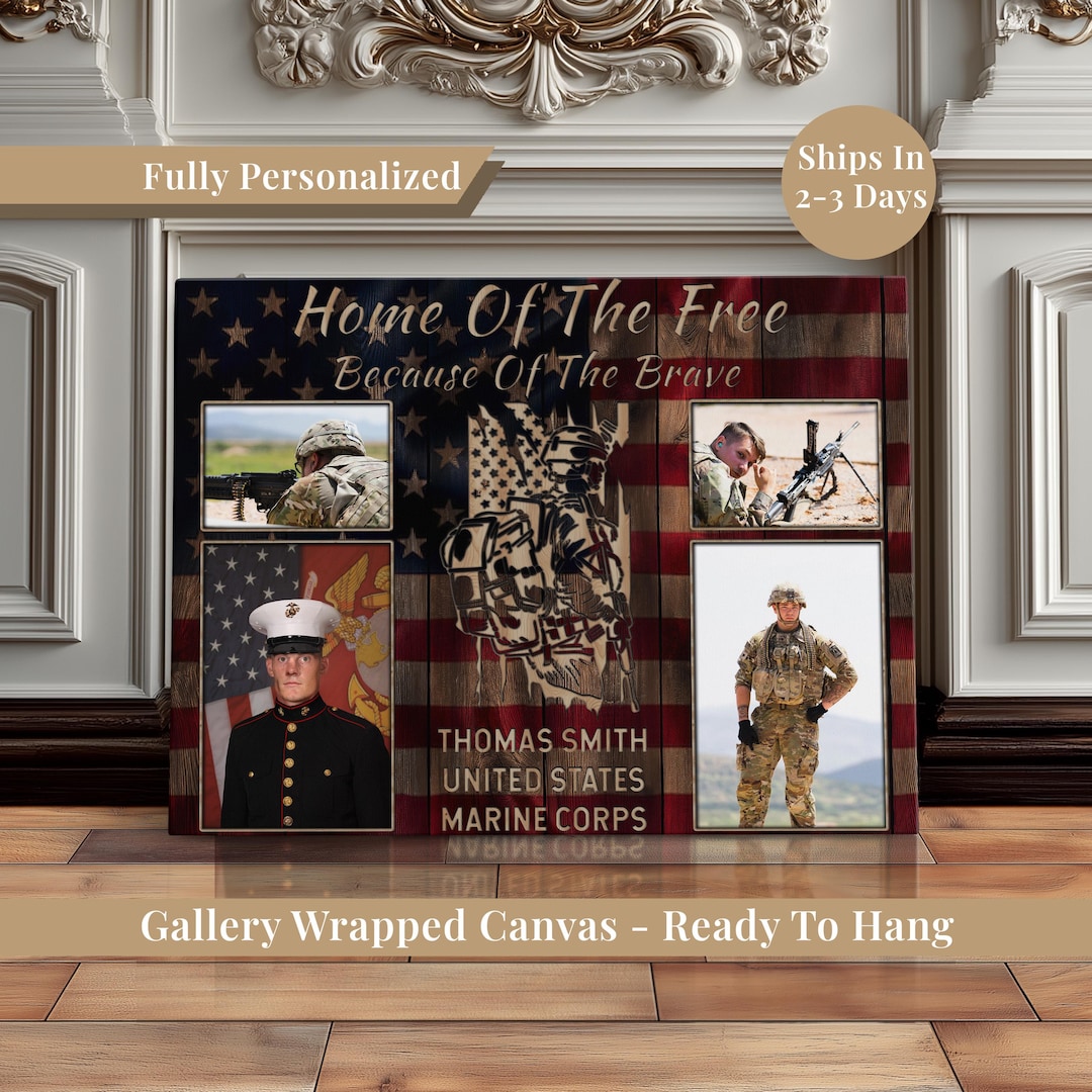 Military Photo Collage Canvas Print Photo Frame Gifts for Mom of ...