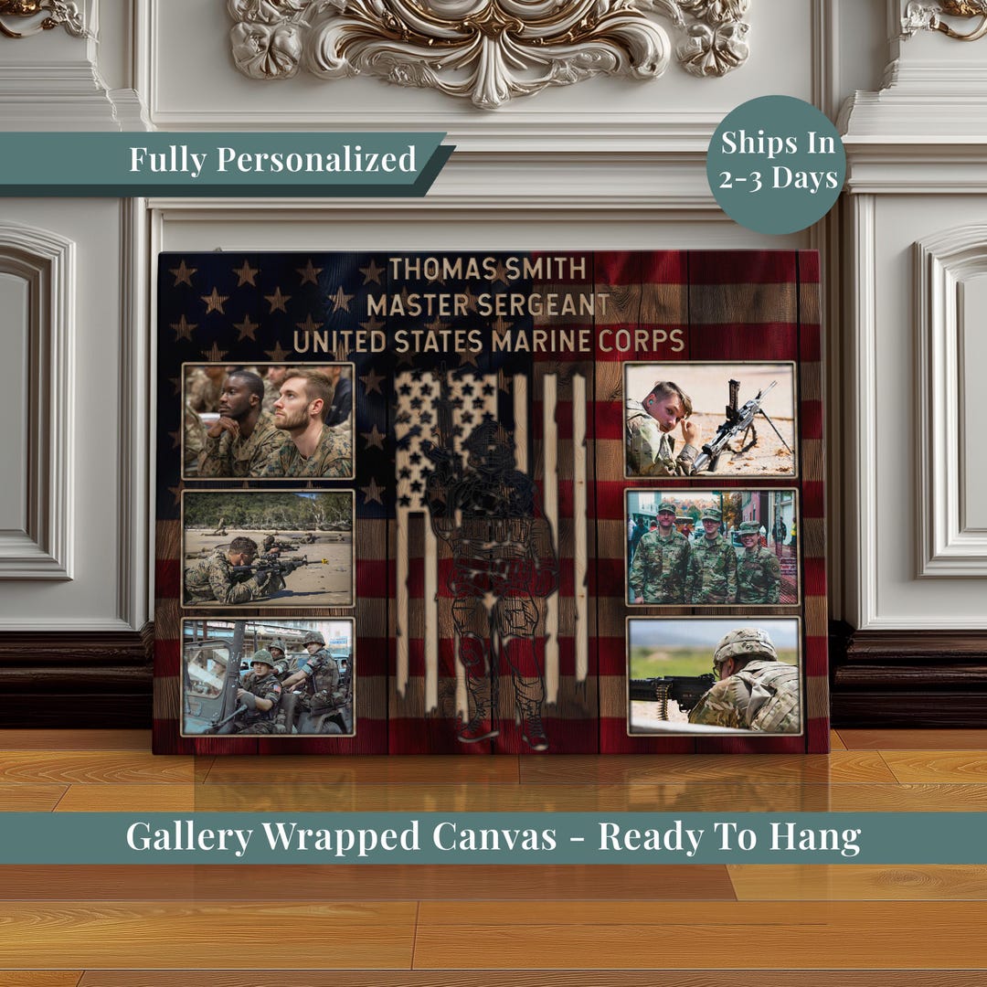 Military Canvas Art Display Ideas for Veteran Gift Personalized Photo ...