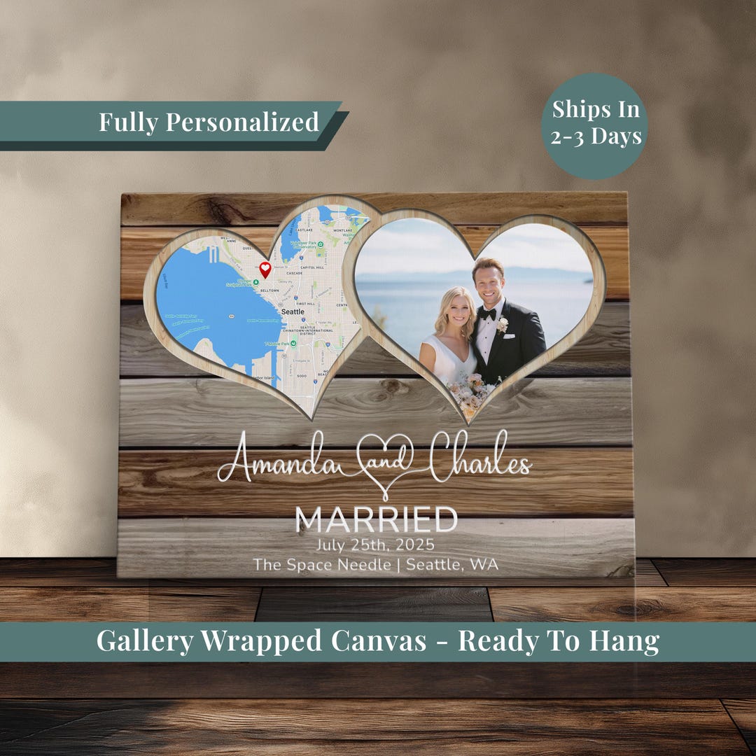 Personalized Wedding Canvas Wall Art for Wedding Gift Idea for Couple ...