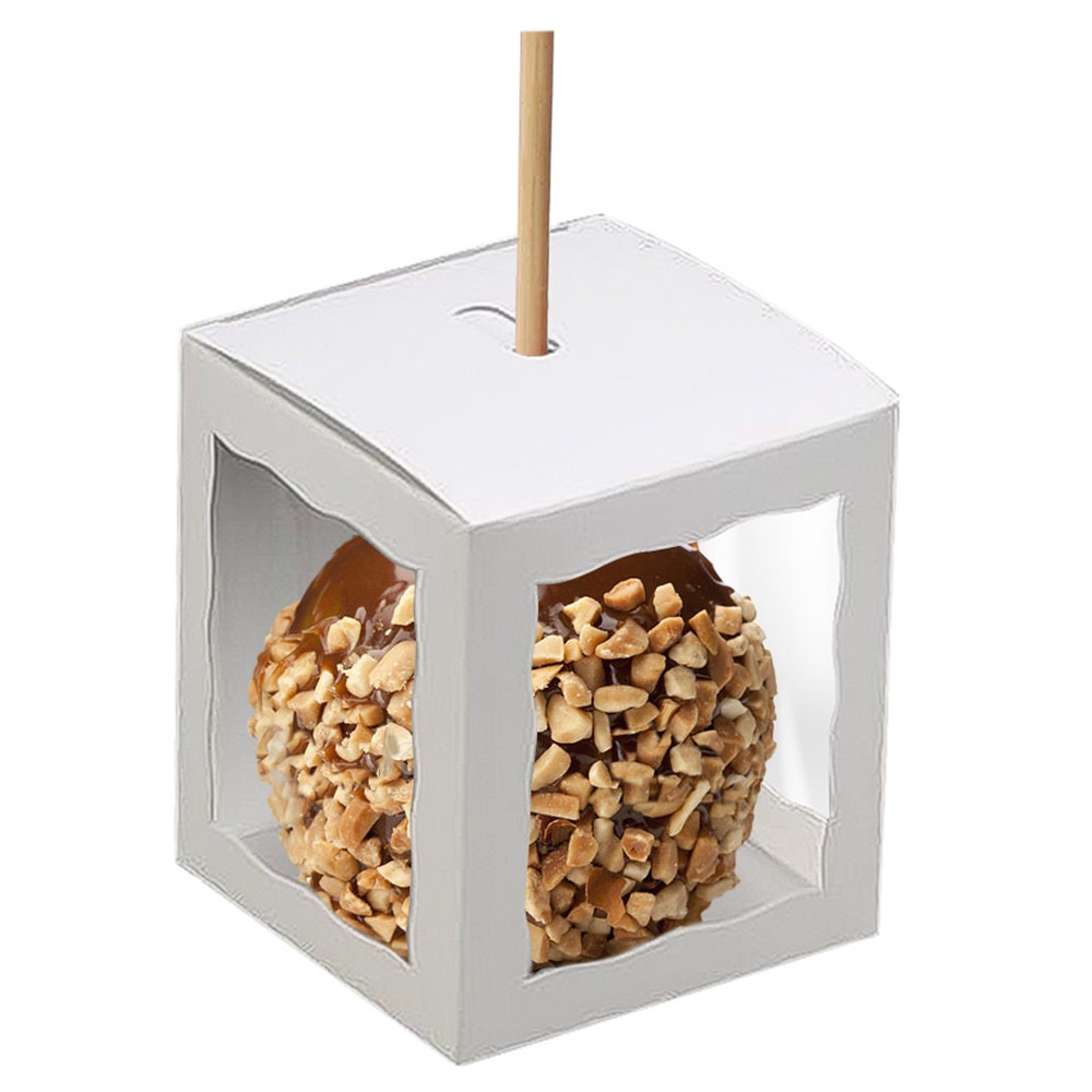 Candy Apple Boxes With Hole 12 Pack 4X4X4 Inch Caramel Apple Boxes With ...