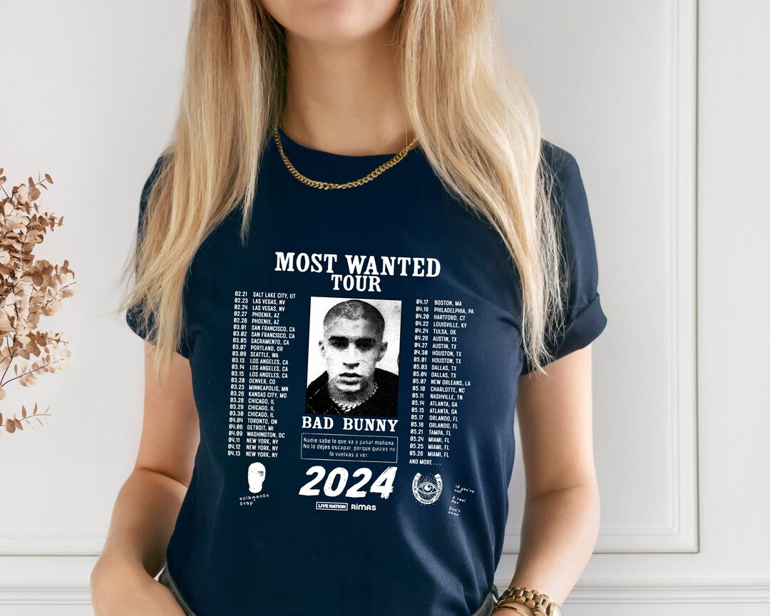 Bad Bunny Most Wanted Tour 2024 T-shirt, Bad Bunny Fan T-shirt, Most ...