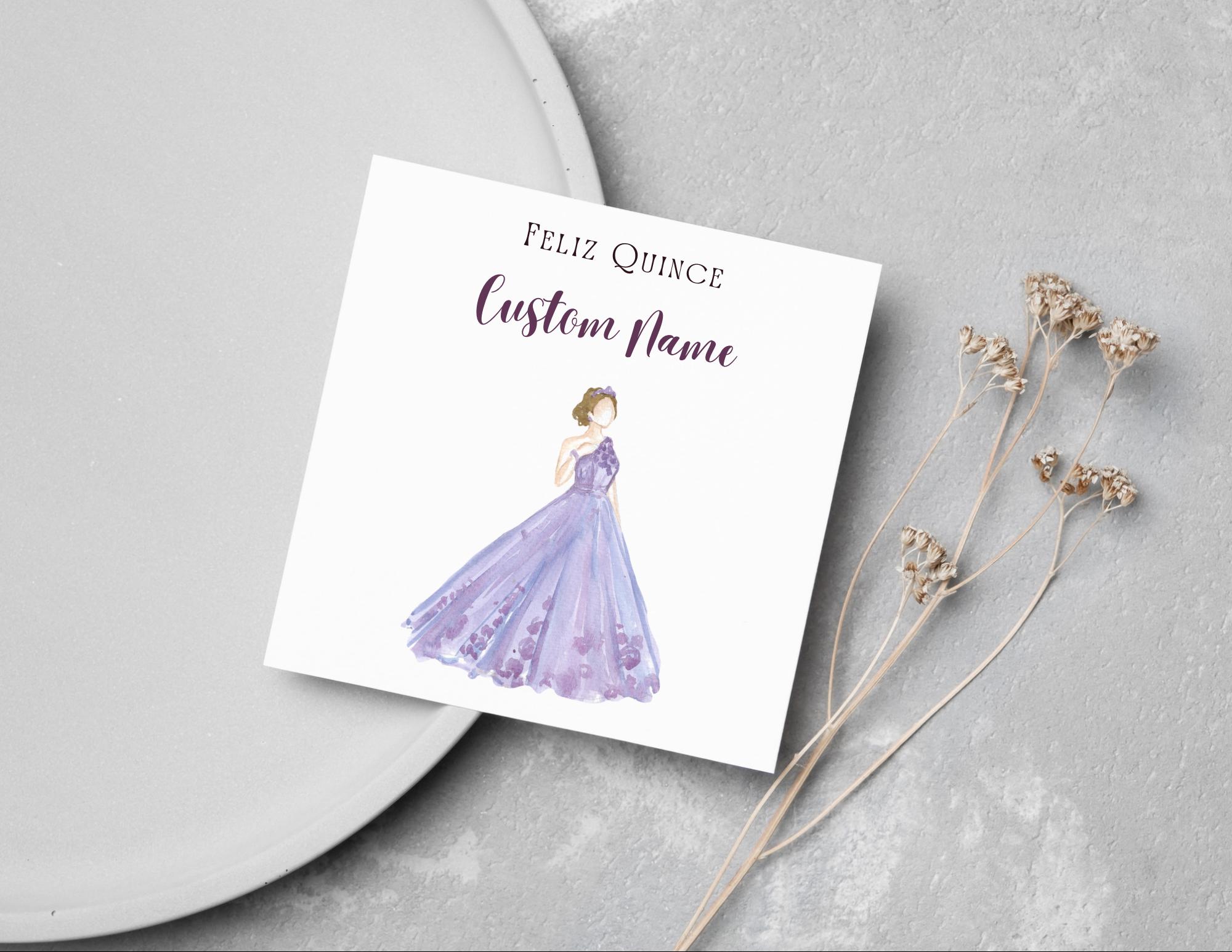 Quinceañera Birthday Card - Custom Name - Inside Message Available - Etsy