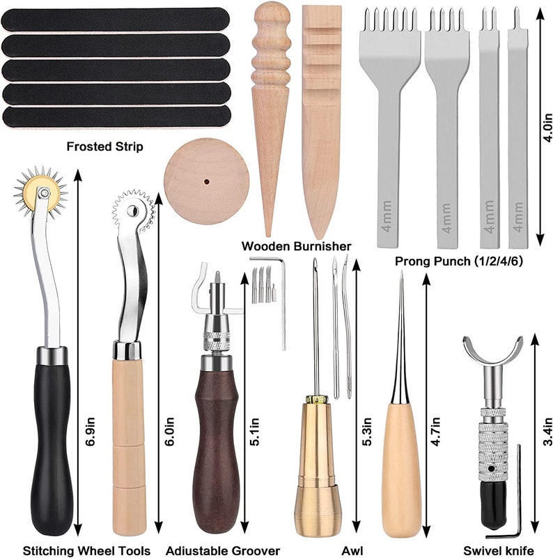 50 Pieces Leather Working Tools and Supplies With Leather Tool - Etsy