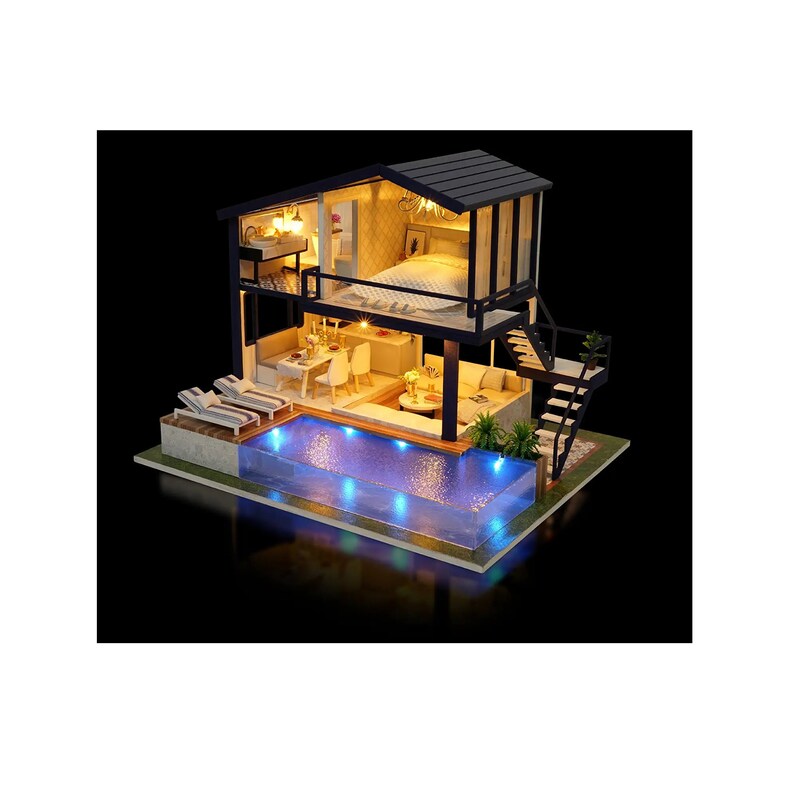 Flever Dollhouse Diy House Kit Miniature Creative Manual Etsy