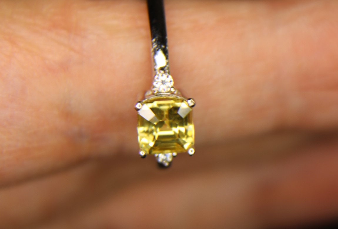 Radiant Yellow Natural Zircon Ring Size 7, Sterling Silver, Natural ...