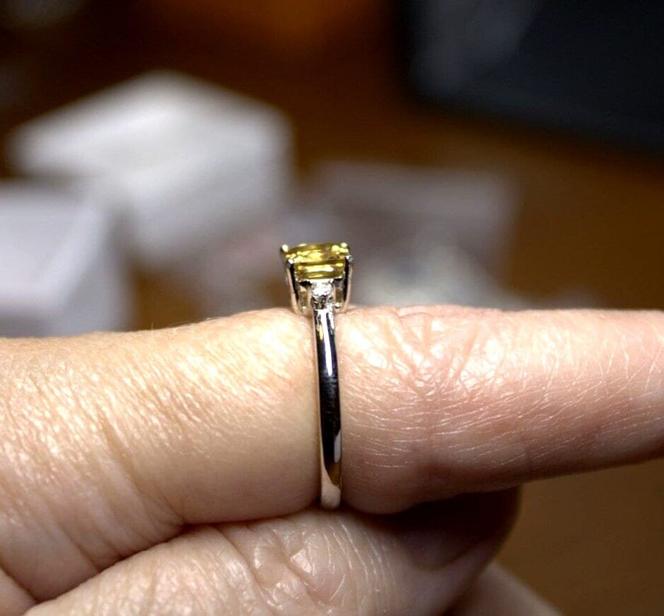 Radiant Yellow Natural Zircon Ring Size 7, Sterling Silver, Natural ...