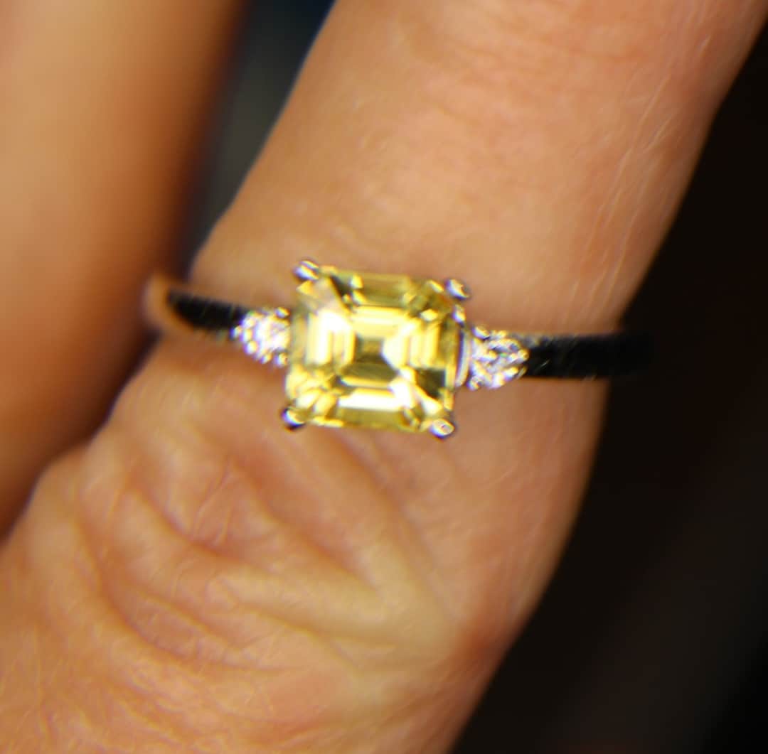 Radiant Yellow Natural Zircon Ring Size 7, Sterling Silver, Natural ...