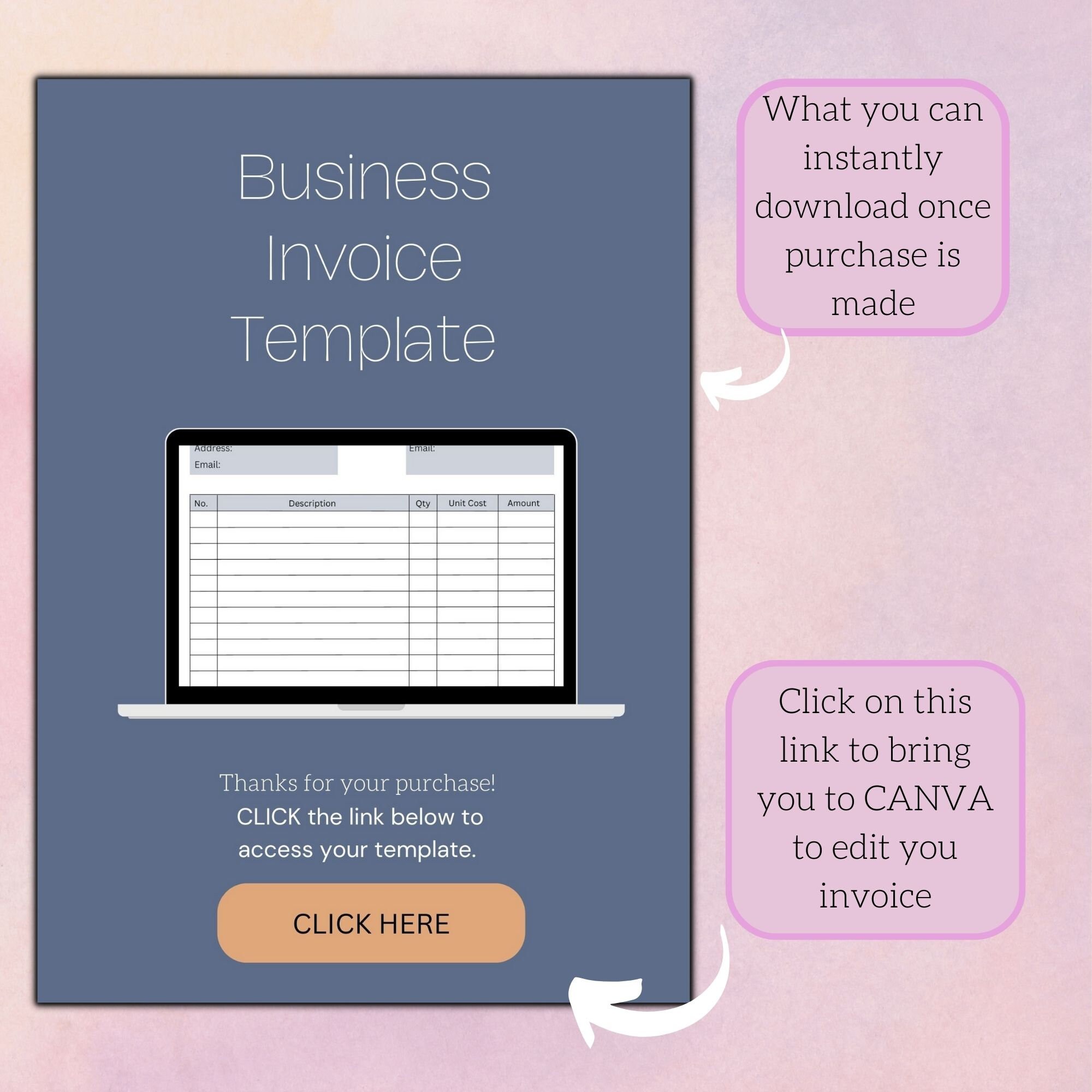 Invoice Template Editable Modern Invoice Form Small Business Invoice ...