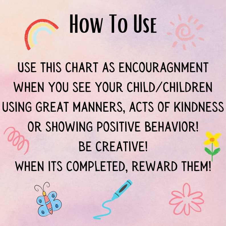Kindness Chart Behavior Goal Chart for Kids Reward Tracker Positivity ...