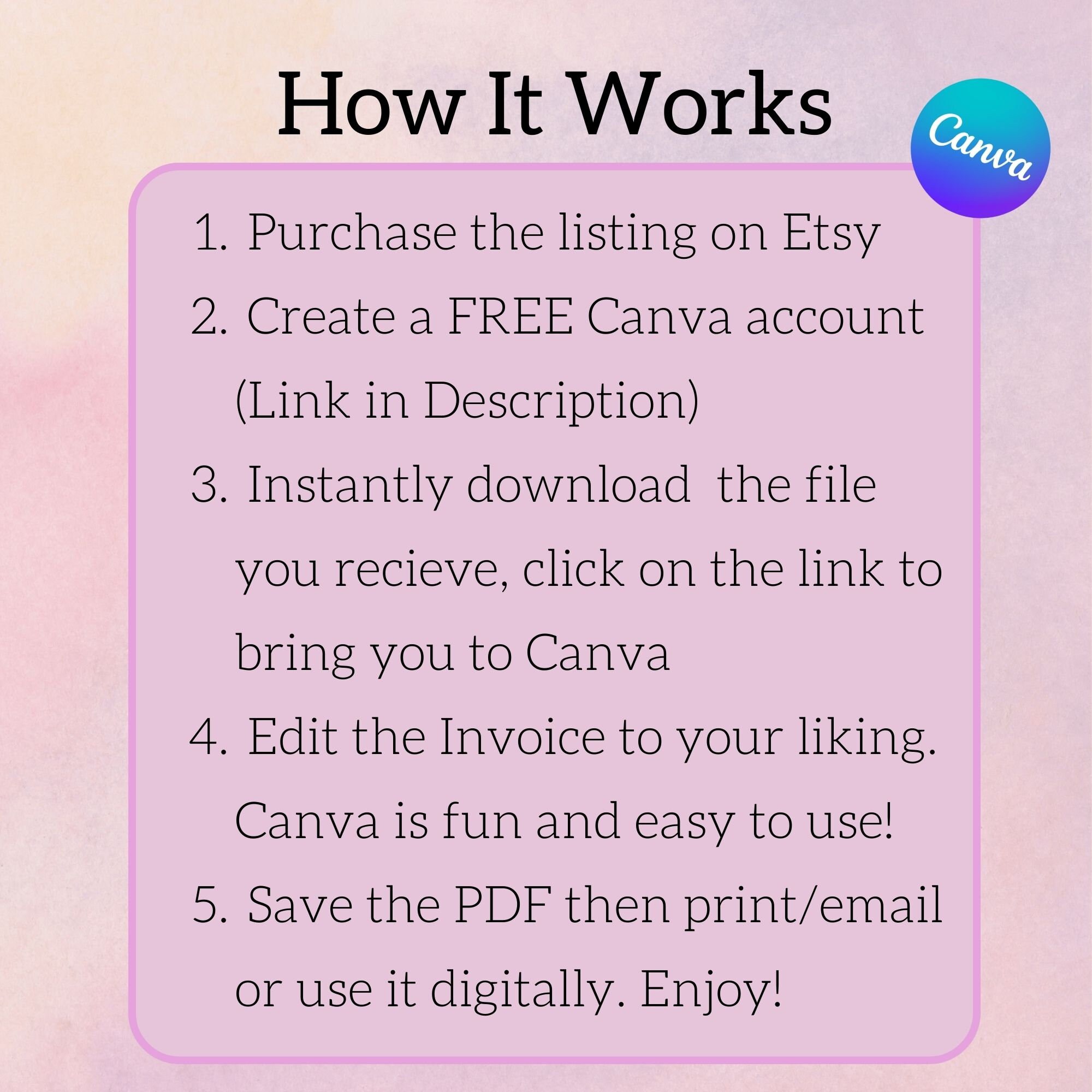Invoice Template Editable Modern Invoice Form Small Business Invoice ...
