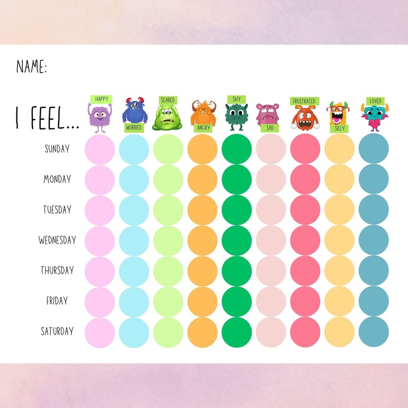 Mood Check in for Kids Feeling Chart for Kids Weekly Mood Tracker Kids ...