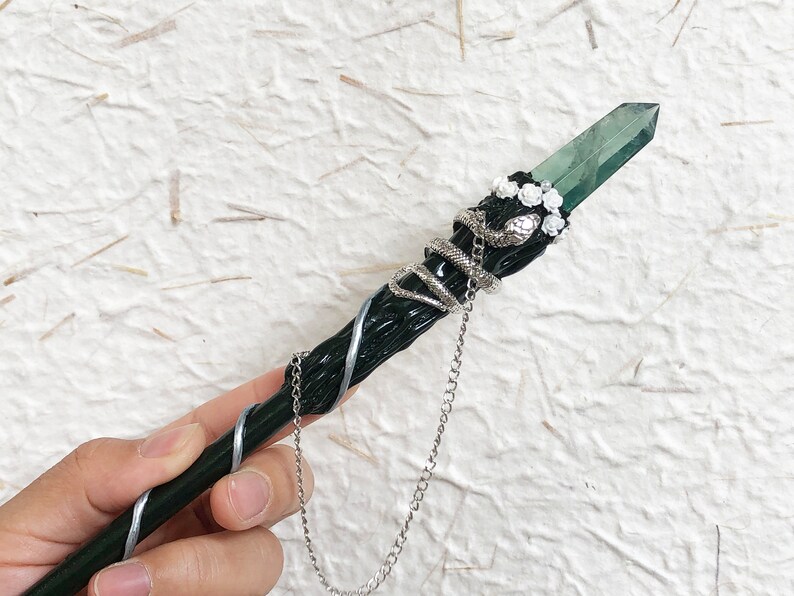 Crystal Wand Green Witch Wand Gemstone Magic Wand Cosplay - Etsy